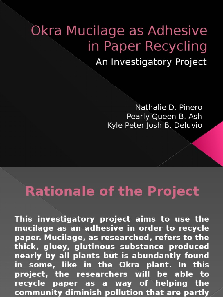 Okra Mucilage As Adhesive in Paper Recycling | PDF | Paper | Recycling