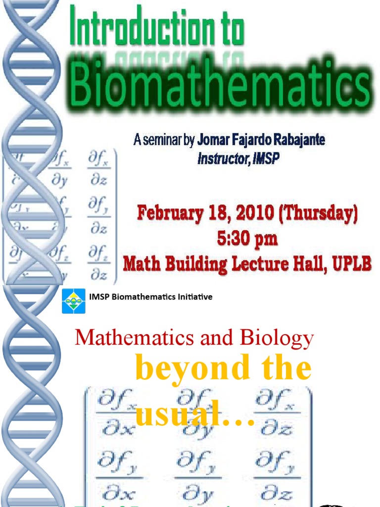Biomath Final | Mathematical And Theoretical Biology | Applied Mathematics