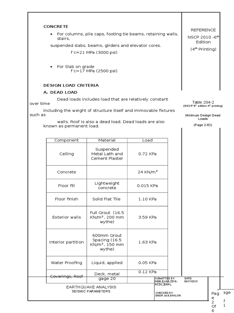 Seismic Parameters for Earthquake Analysis | PDF | Structural Load ...