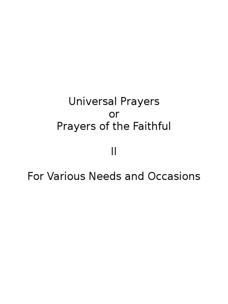 Universal Prayers II | PDF | Catholic Church | Abrahamic Religions