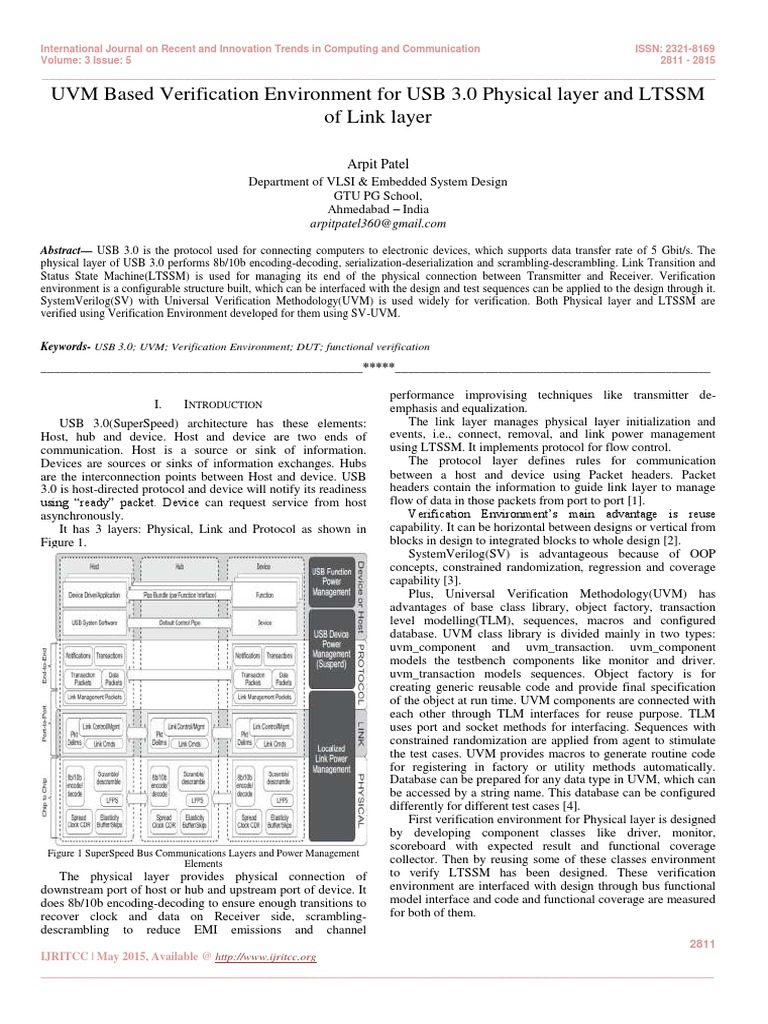 Uvm Based Verification Environment For Usb 3 Physical Layer And Ltssm Of Link Layer Pdf Usb