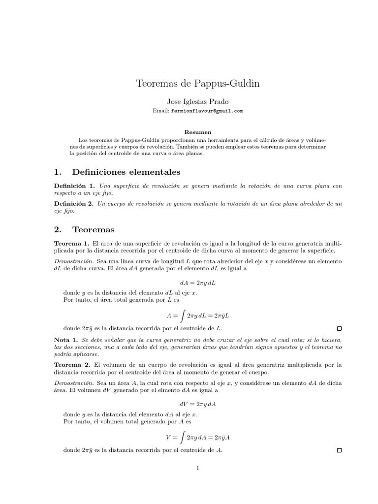 Teoremas de Pappus Guldin | PDF