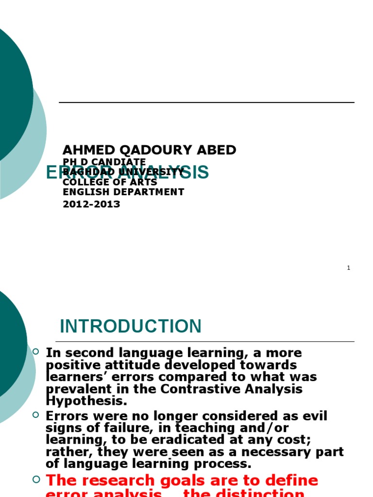 Error Analysis: Ahmed Qadoury Abed | PDF | Second Language | Second ...