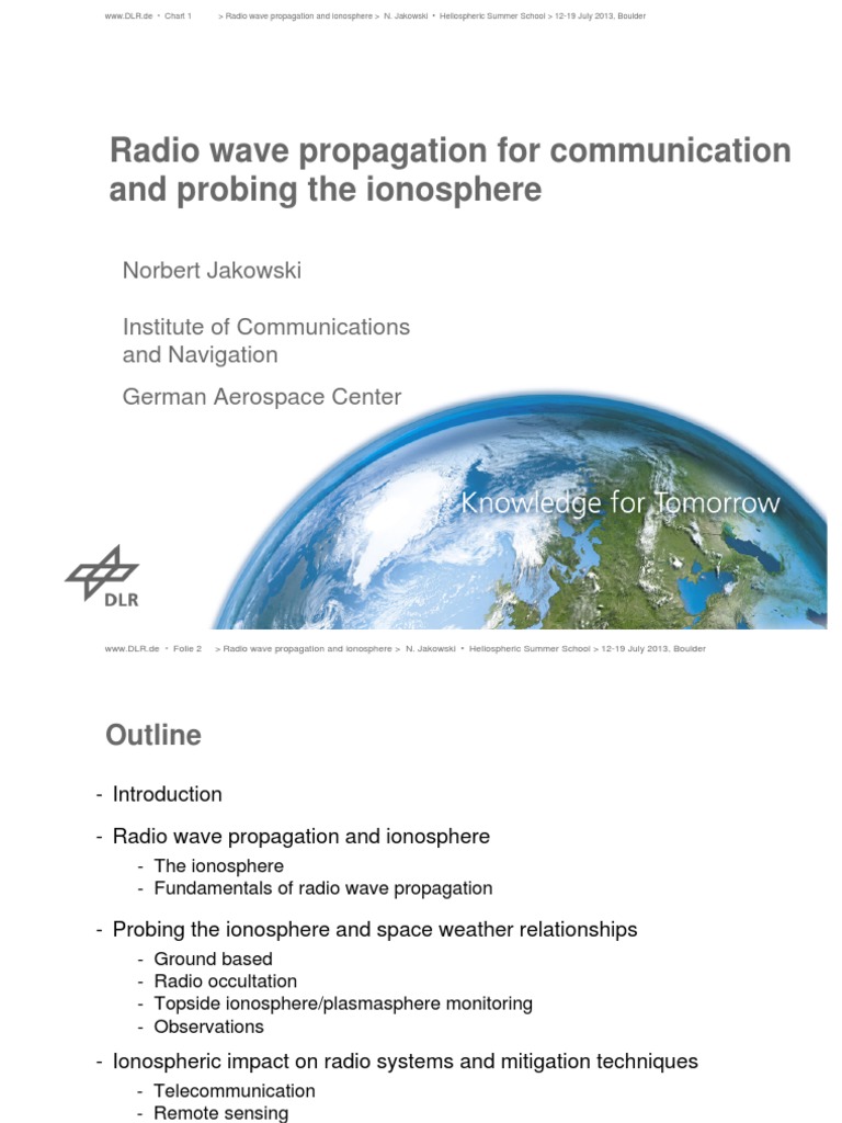 Radio Wave Propagation For Communication and Probing The Ionosphere ...