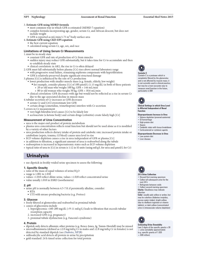 Toronto Notes Nephrology 2015 5 | PDF | Renal Function | Urinary System
