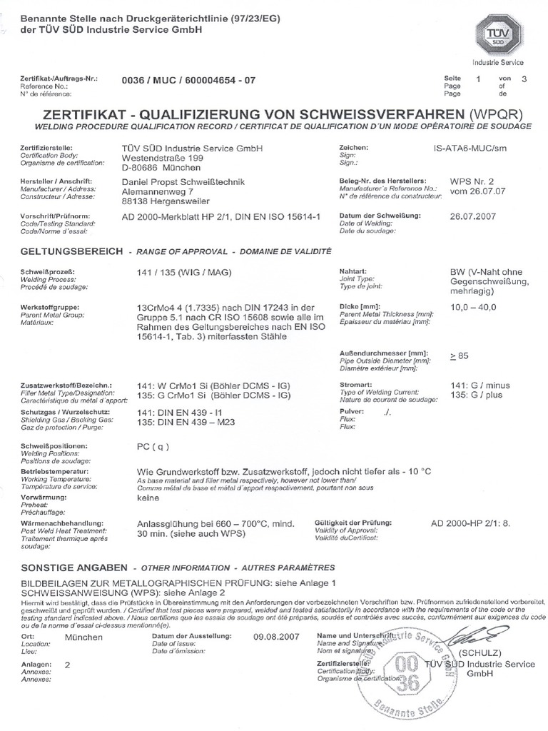 WPQR & WPQ Sudare Combinata TIG-MAG Tb20 13CrMo4-5 | PDF