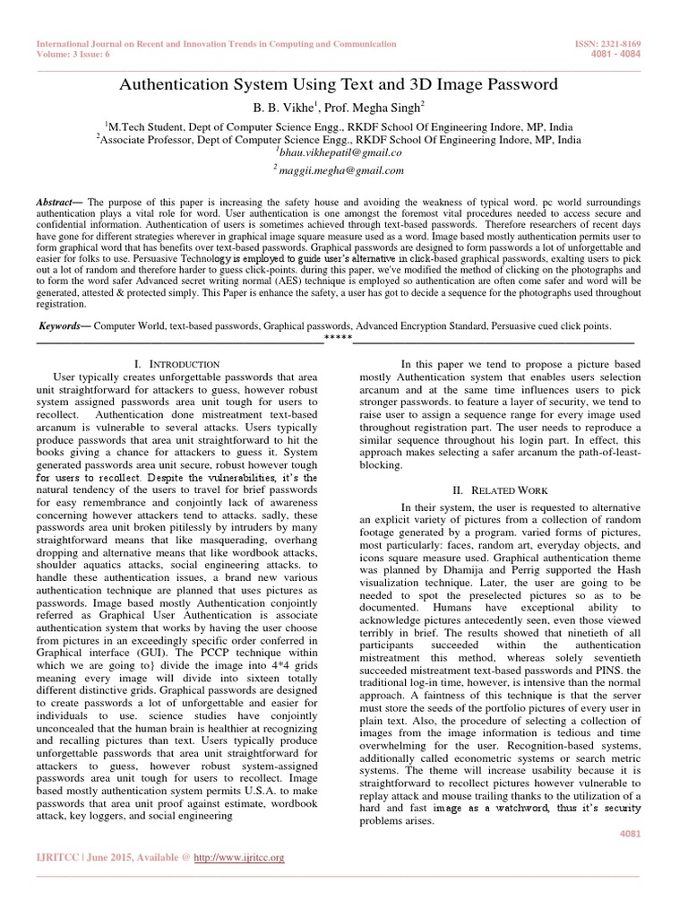 Authentication System Using Text and 3D Image Password | Download Free ...