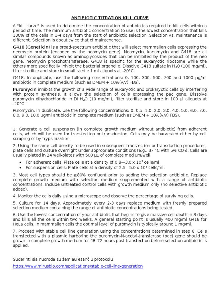 Antibiotic Kill Curve | PDF | Growth Medium | Life Sciences