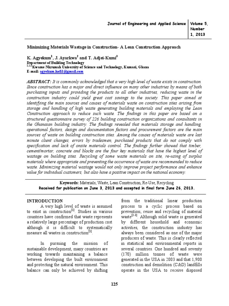 Minimizing Materials Wastage in Construction | PDF | Recycling | Waste