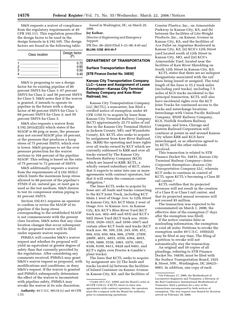 Notice: Railroad Operation, Acquisition, Construction, Control, Etc ...