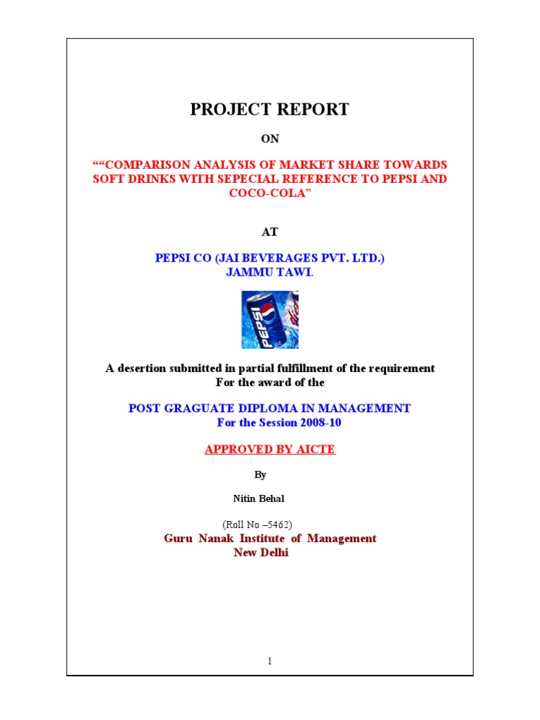 Nitin Behal Project Pepsi | PDF | Sugar Substitute | Pepsi Co