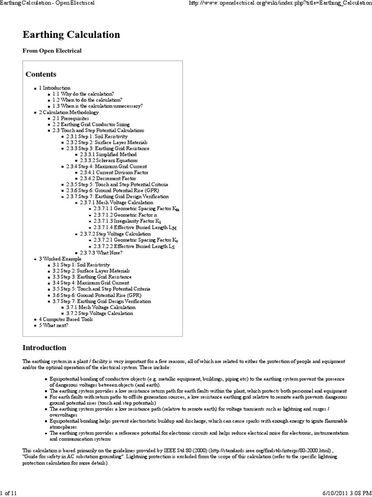 Earthing Calculation - Open Electrical | PDF | Electrical Resistivity ...