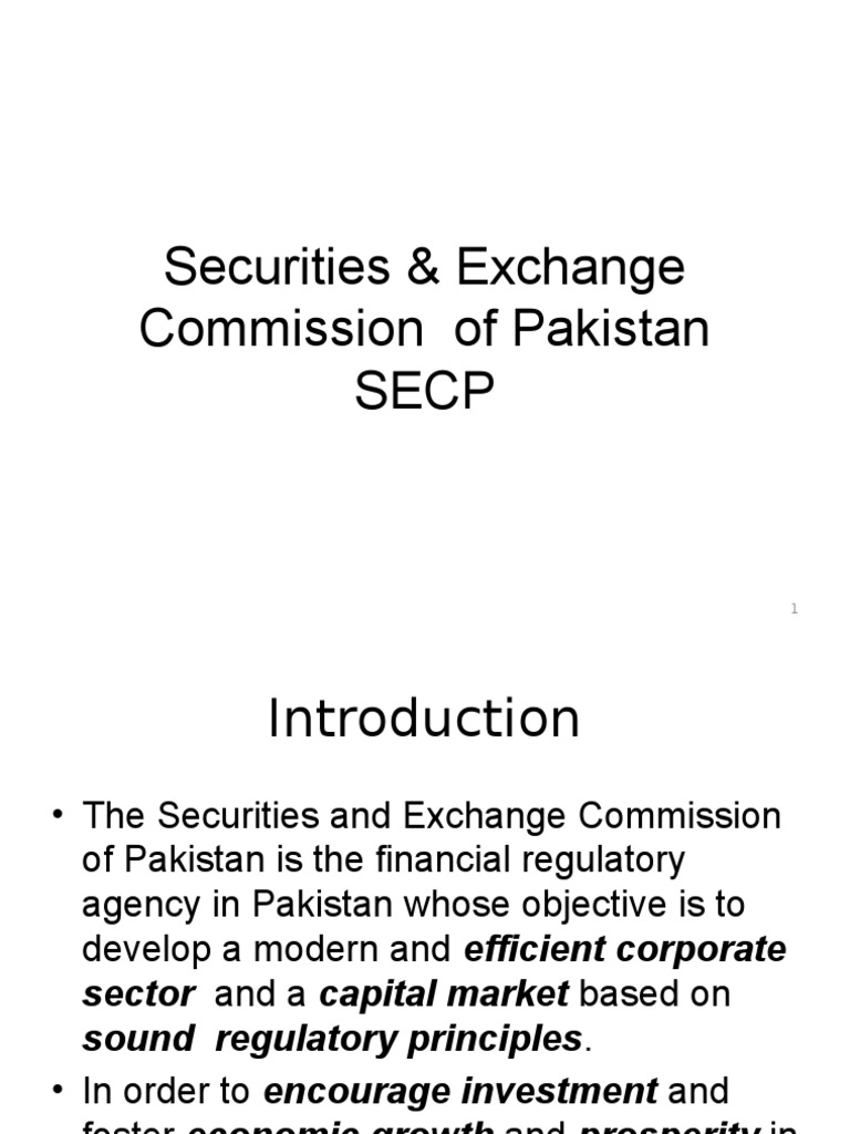 Securities & Exchange Commission of Pakistan Secp | PDF | Investing ...