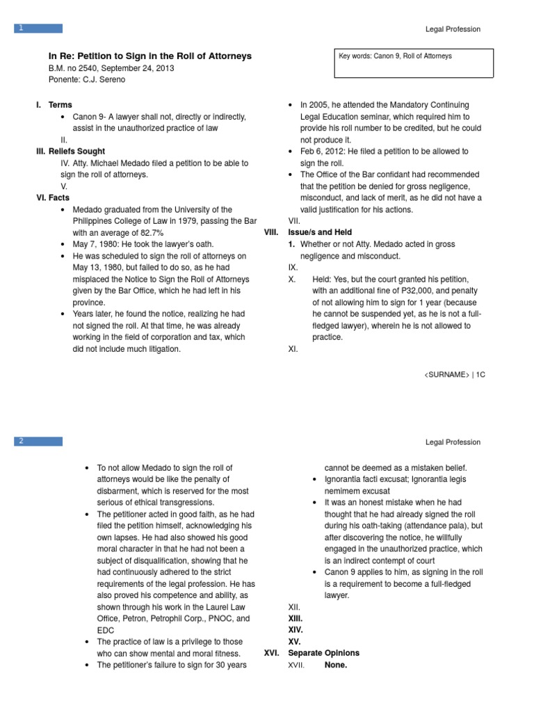 In Re - Petition To Sign The Roll of Attorneys | PDF | Legal Education ...