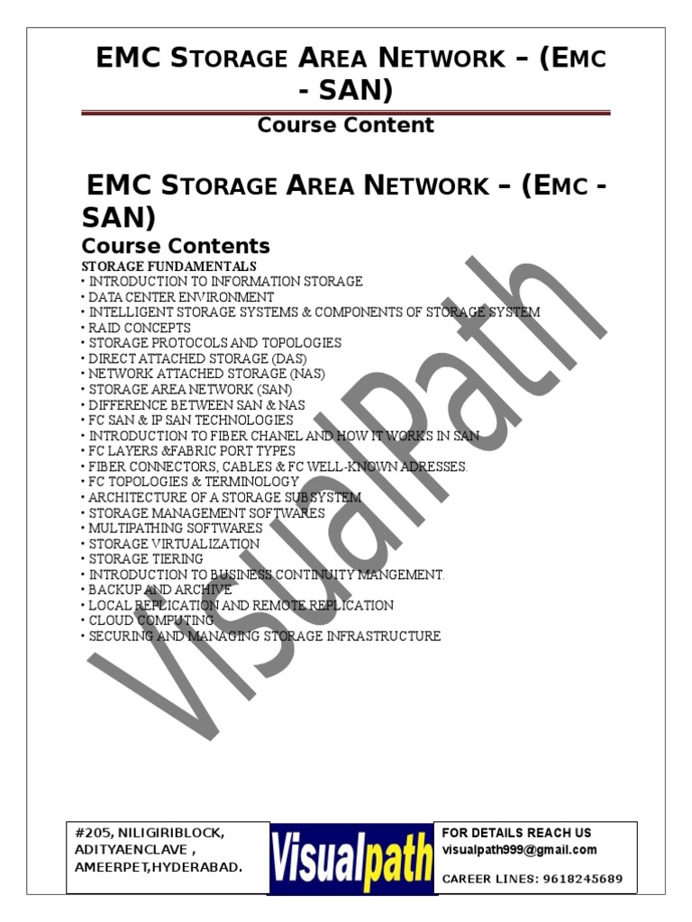 EMC SAN Storage Training Course Details | PDF | Computer Network ...