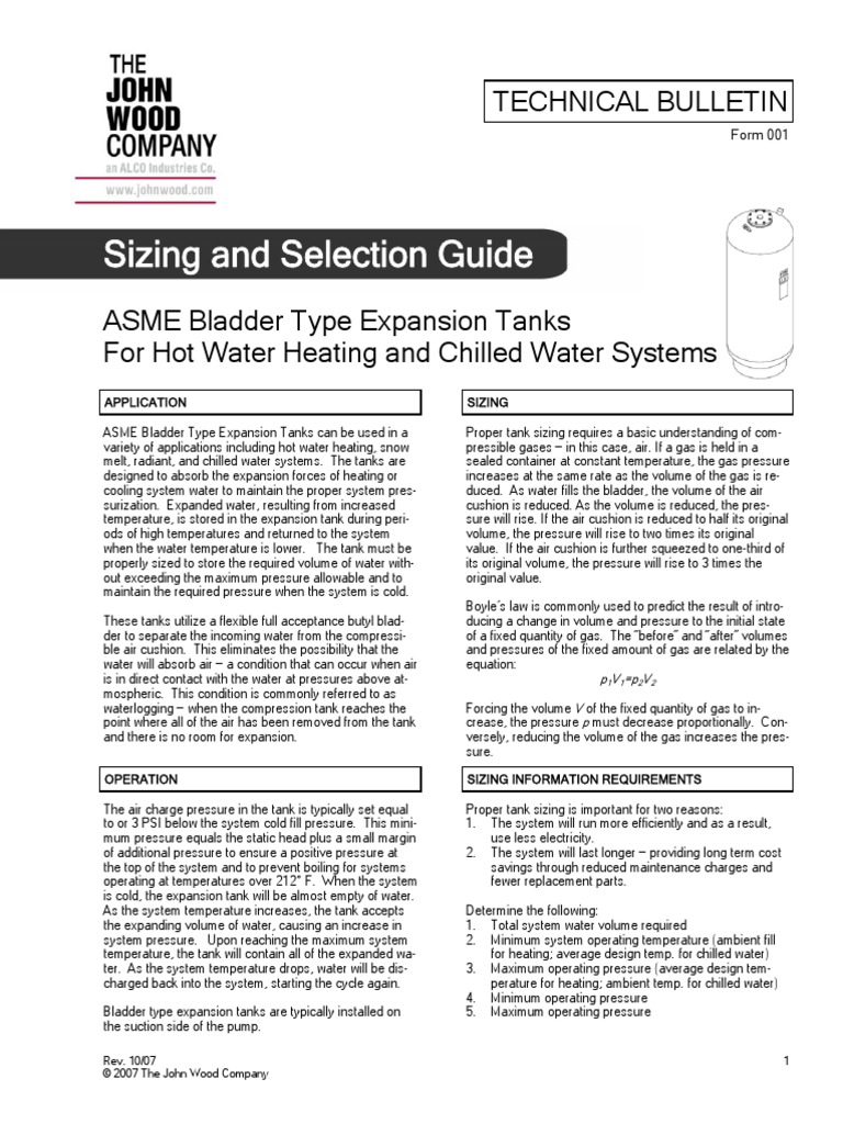 Sizing and Selection Guide of ASME Bladder Type Expansion Tanks For ...