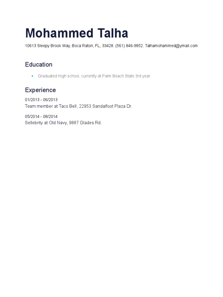 Mohammed Talha: Education | PDF