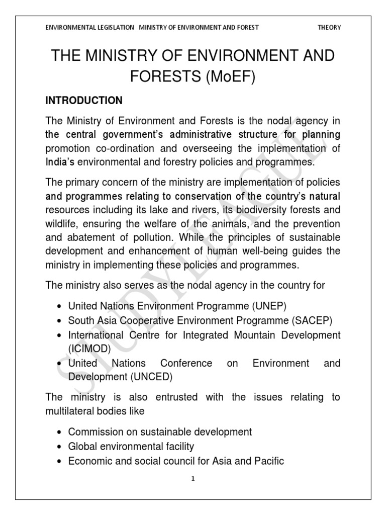 Environmental Policies of MoEF | PDF | Environmental Policy ...