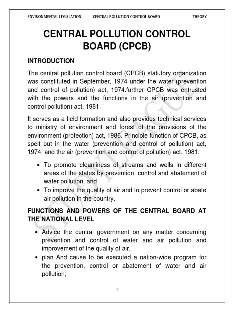 Central Pollution Control Board | PDF