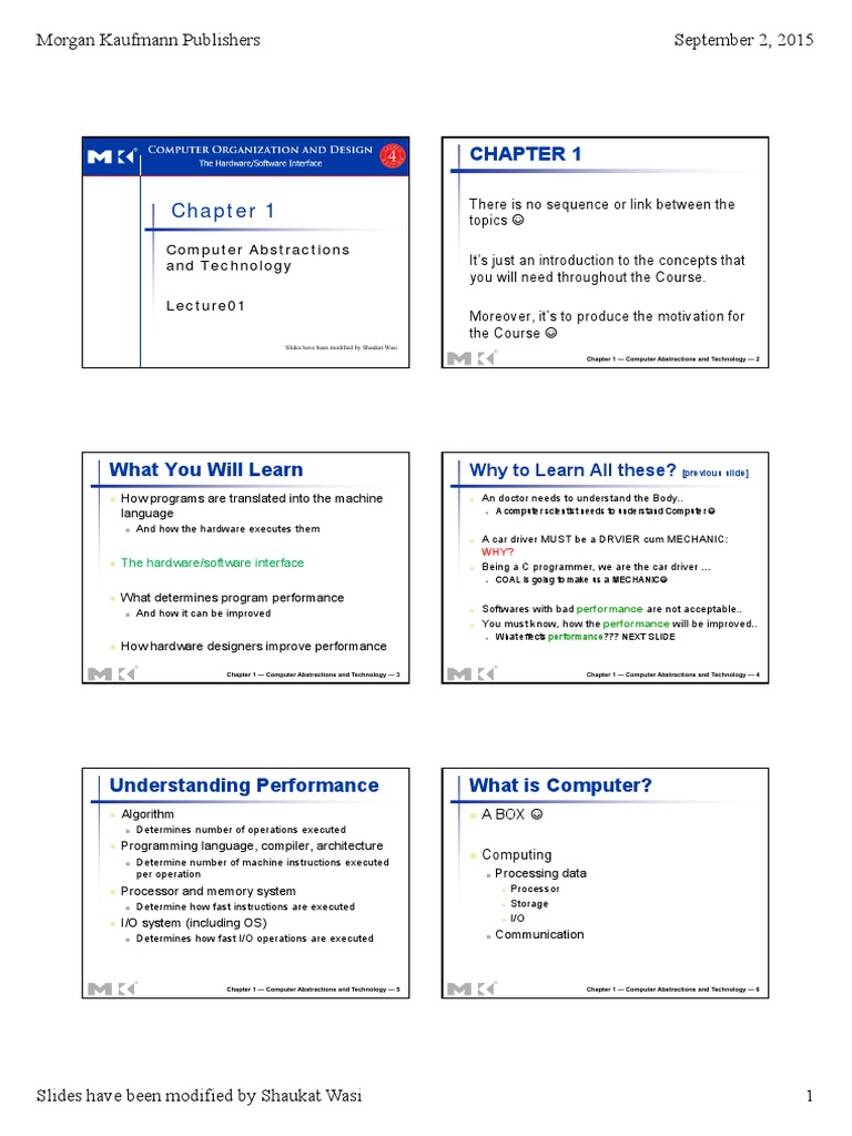 Lec01 - Ch01 - Computer Abstractions and Technology | PDF | Instruction Set | Central Processing ...