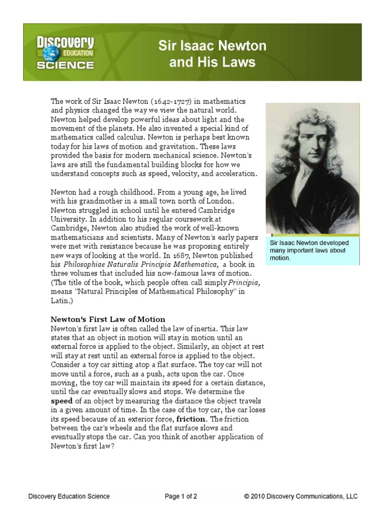 Sir Isaac Newton and His Laws | Newton's Laws Of Motion | Physics