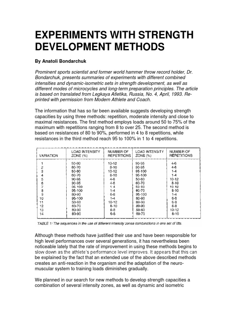 Bondarchuk Experiments With Strength | PDF | Physical Exercise ...