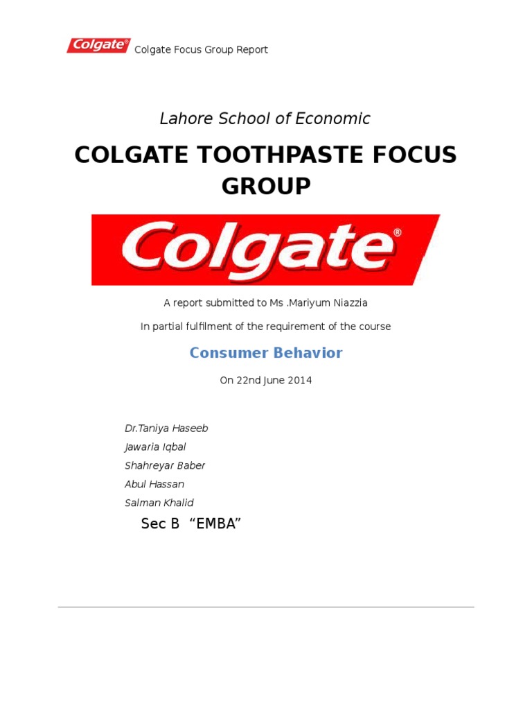 Colgate | PDF | Focus Group | Oral Hygiene