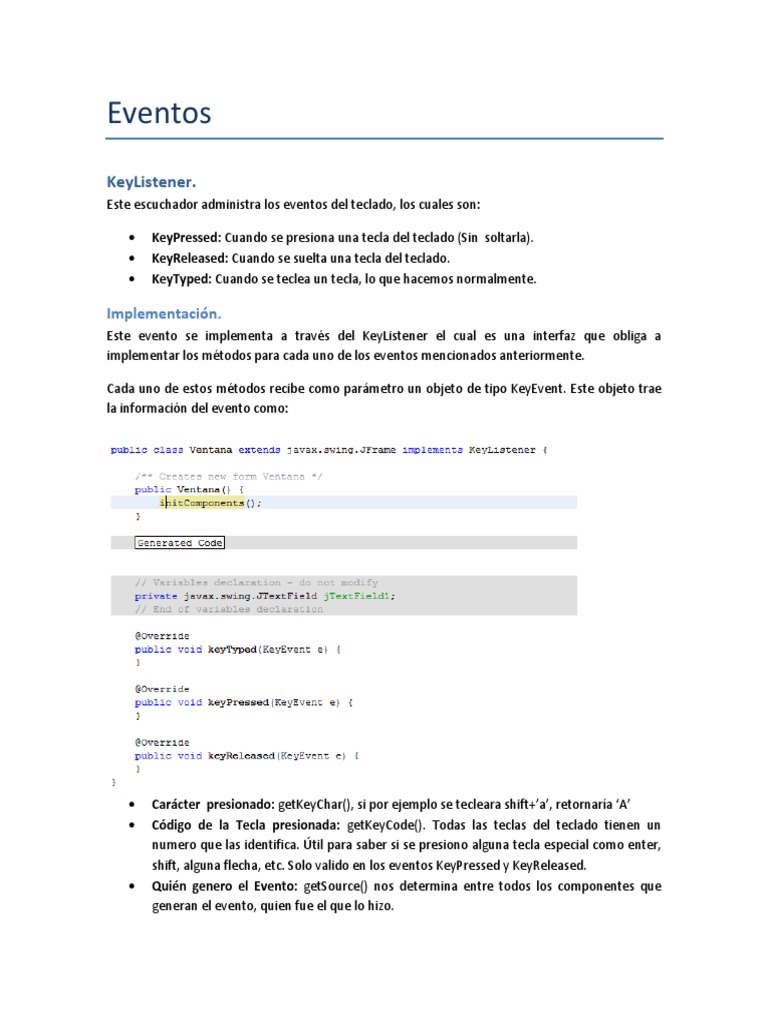 Eventos de Teclado y de Mouse | PDF | Point and Click | Áreas de ...