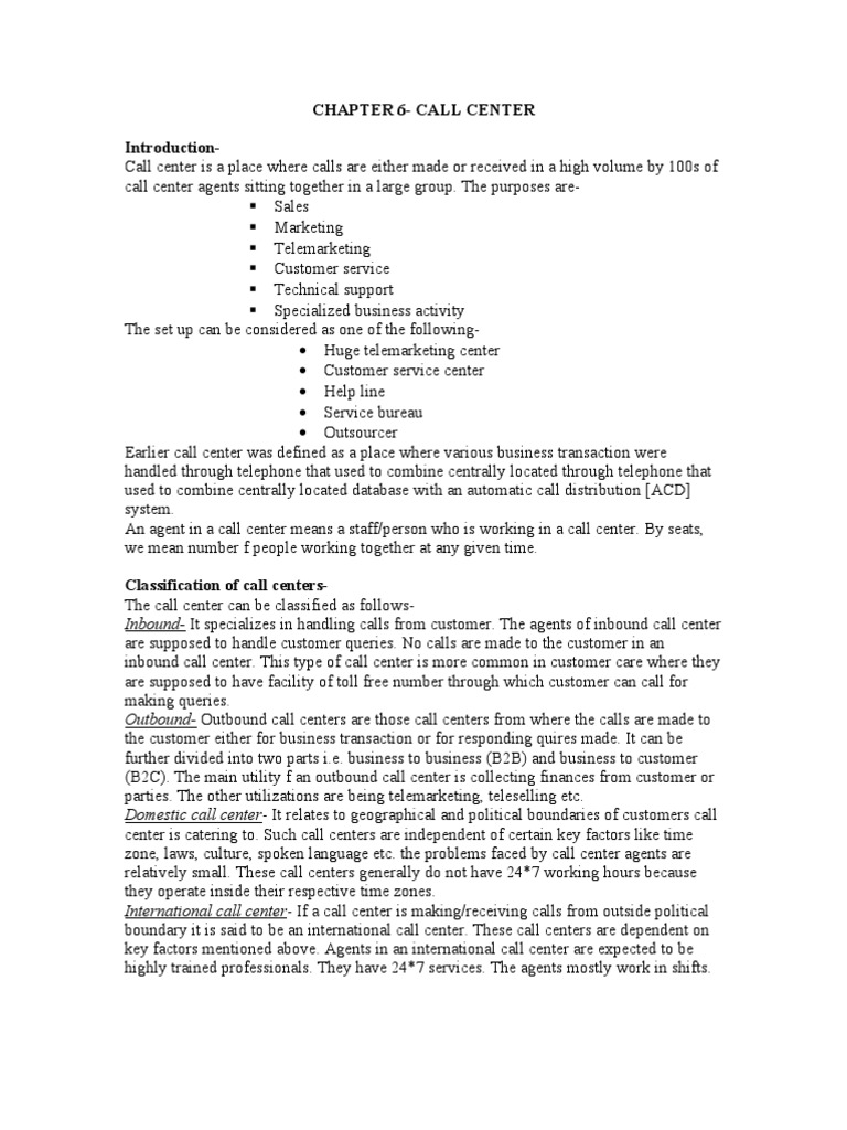 Chapter 6-Call Center Introduction | PDF | Interactive Voice Response ...