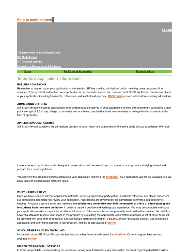 Application Requirements and Process for Studying Abroad with SIT Study ...