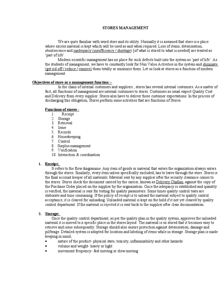 Principles of Store Management | PDF