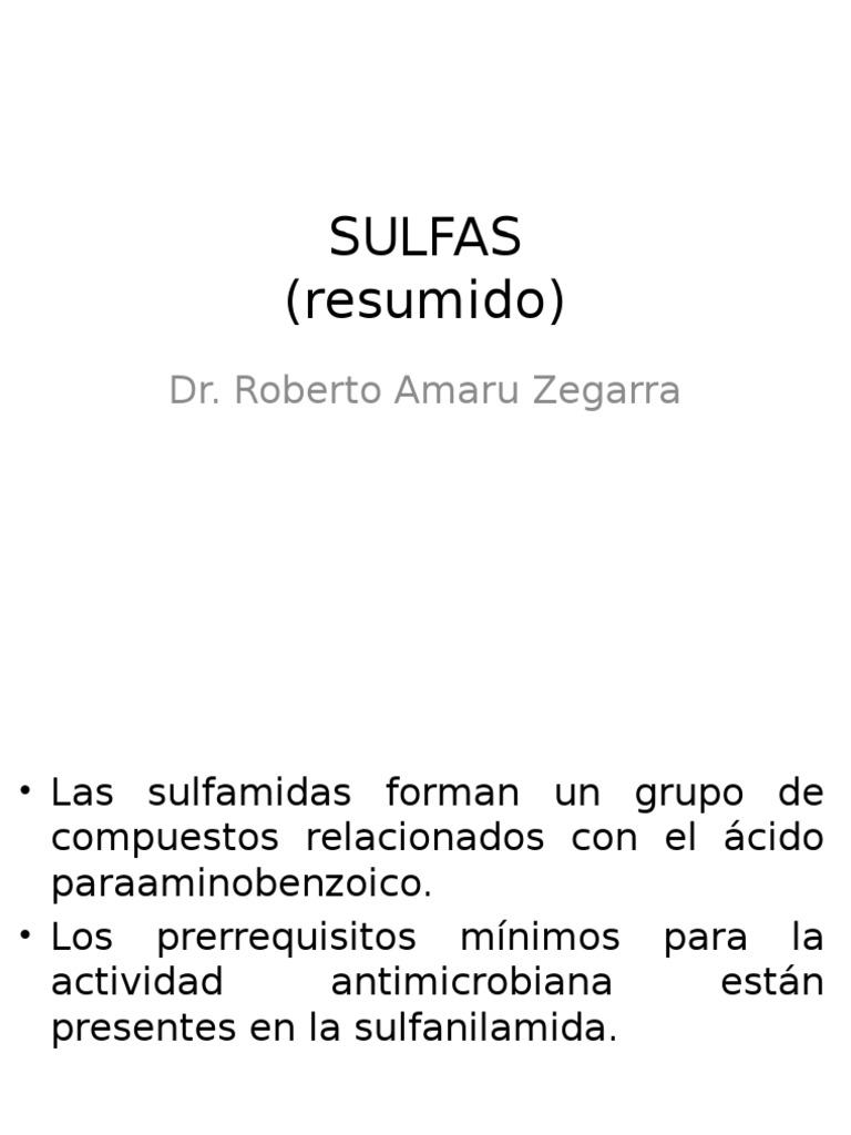 Clasificación y usos de las sulfas | PDF | Microbiología | Antibióticos