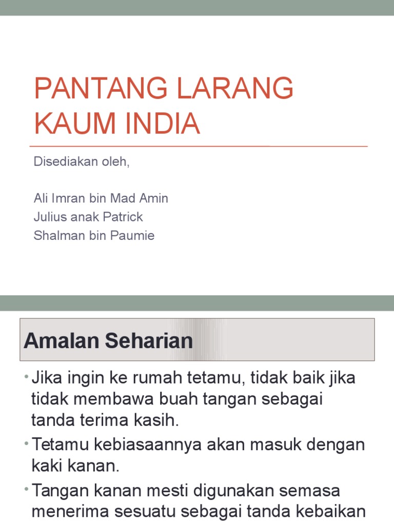 Pantang Larang Kaum India | PDF