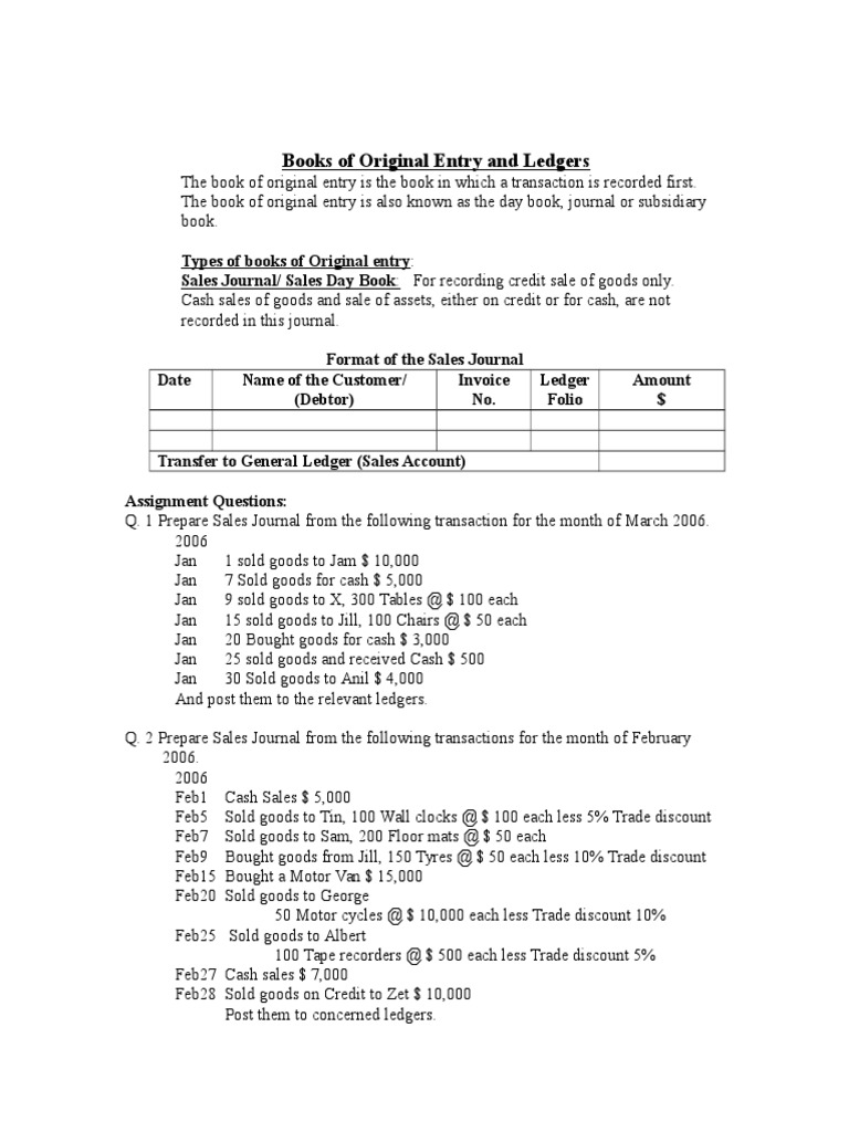 Understanding Books of Original Entry | PDF | Debits And Credits ...