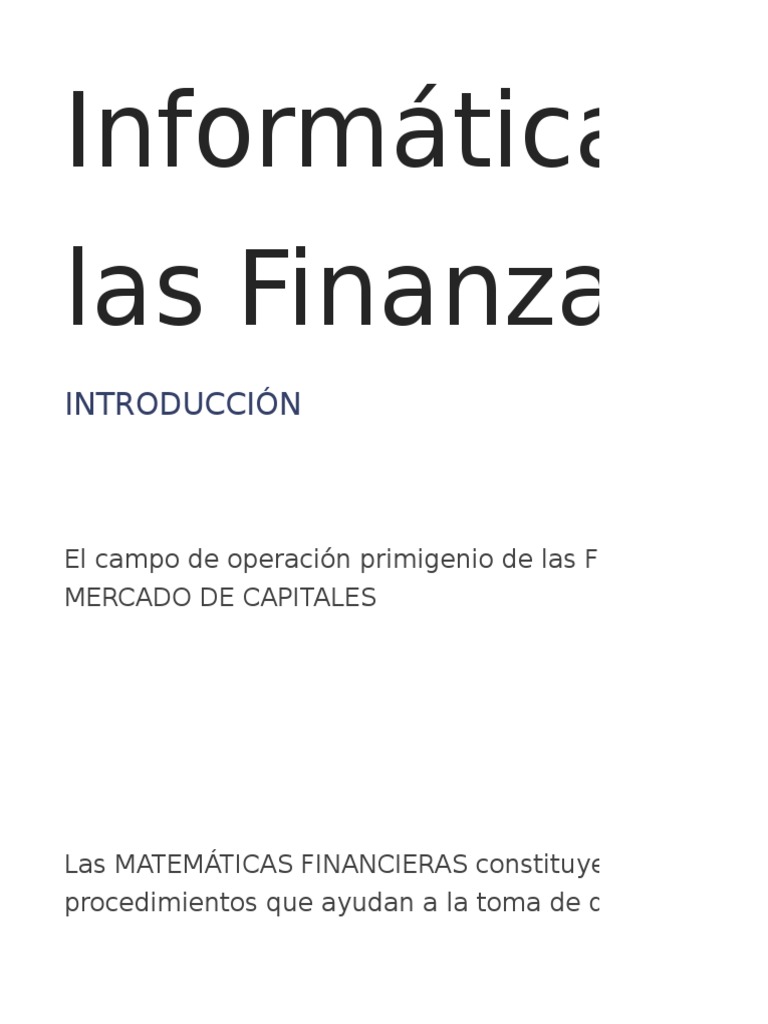 Informática Aplicada A Las Finanzas | PDF | normas internacionales de ...