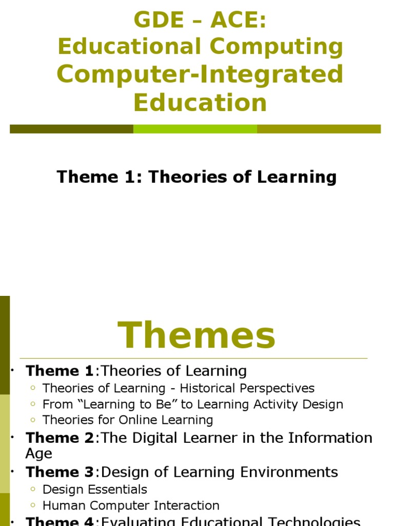 Computer-Integrated Education: Theme 1: Theories of Learning | PDF ...