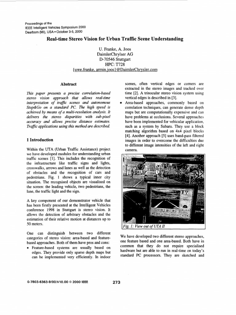 Real-Time Stereo Vision For Urban Traffic Scene Understanding | PDF ...