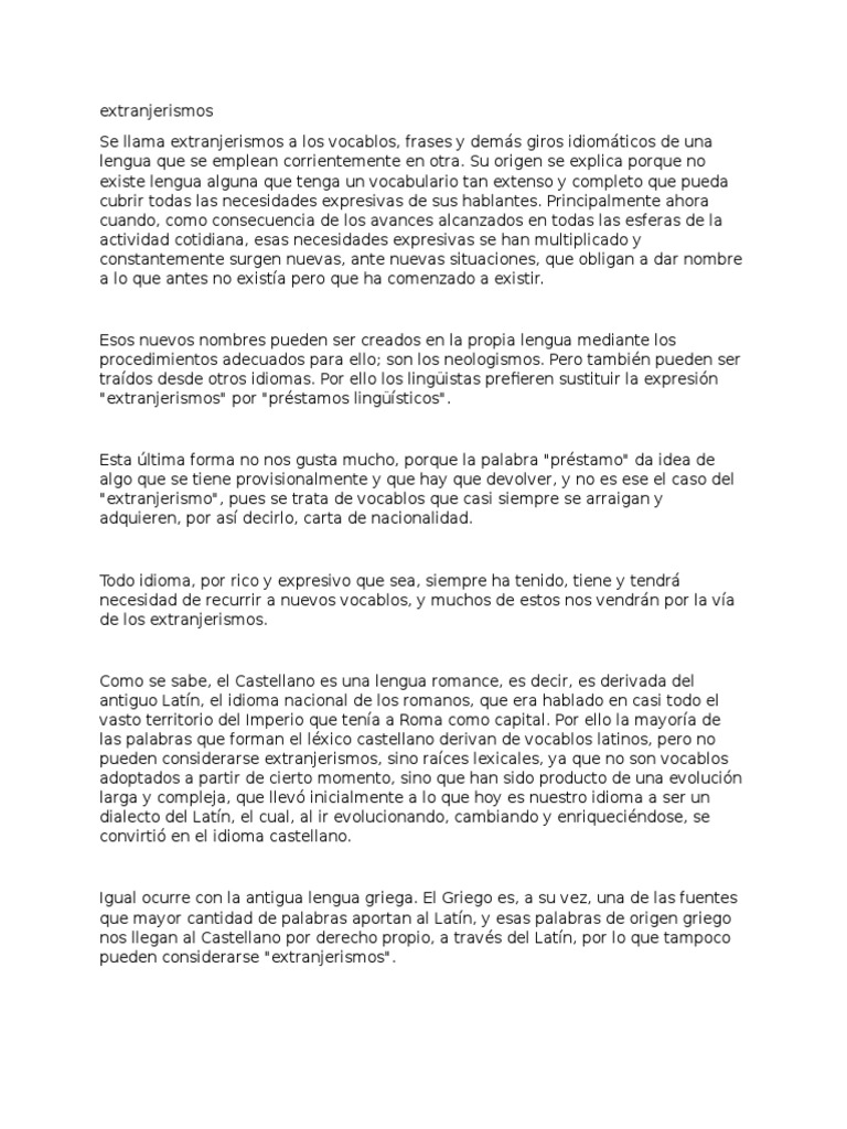 Extranjerismos: Definición y Ejemplos | PDF | Lingüística | Ciencia ...