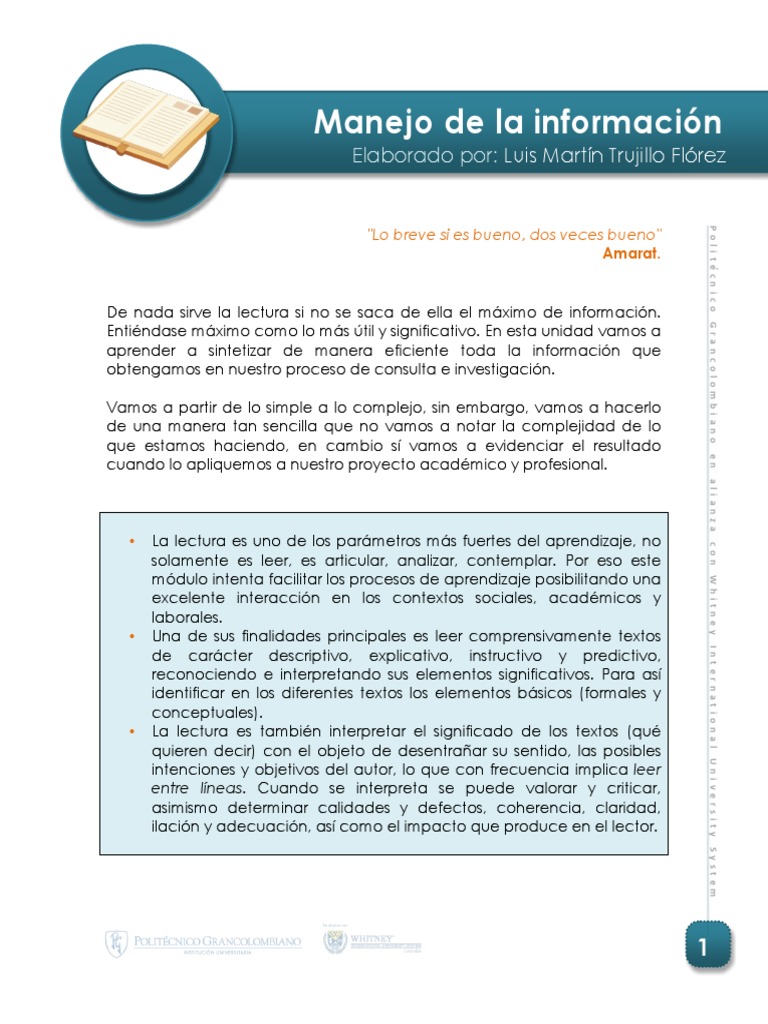 Lectura Unidad 4 Manejo de La Informacion | PDF