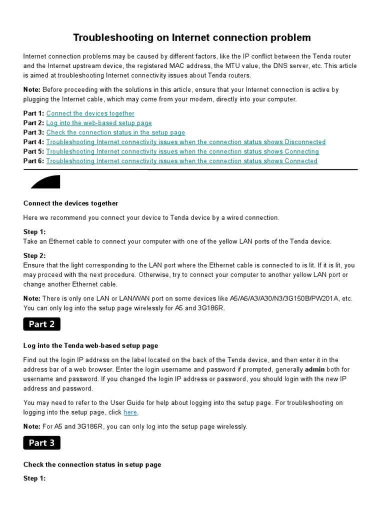Trouble Shooting On Internet Connection Problems | PDF | Duplex ...