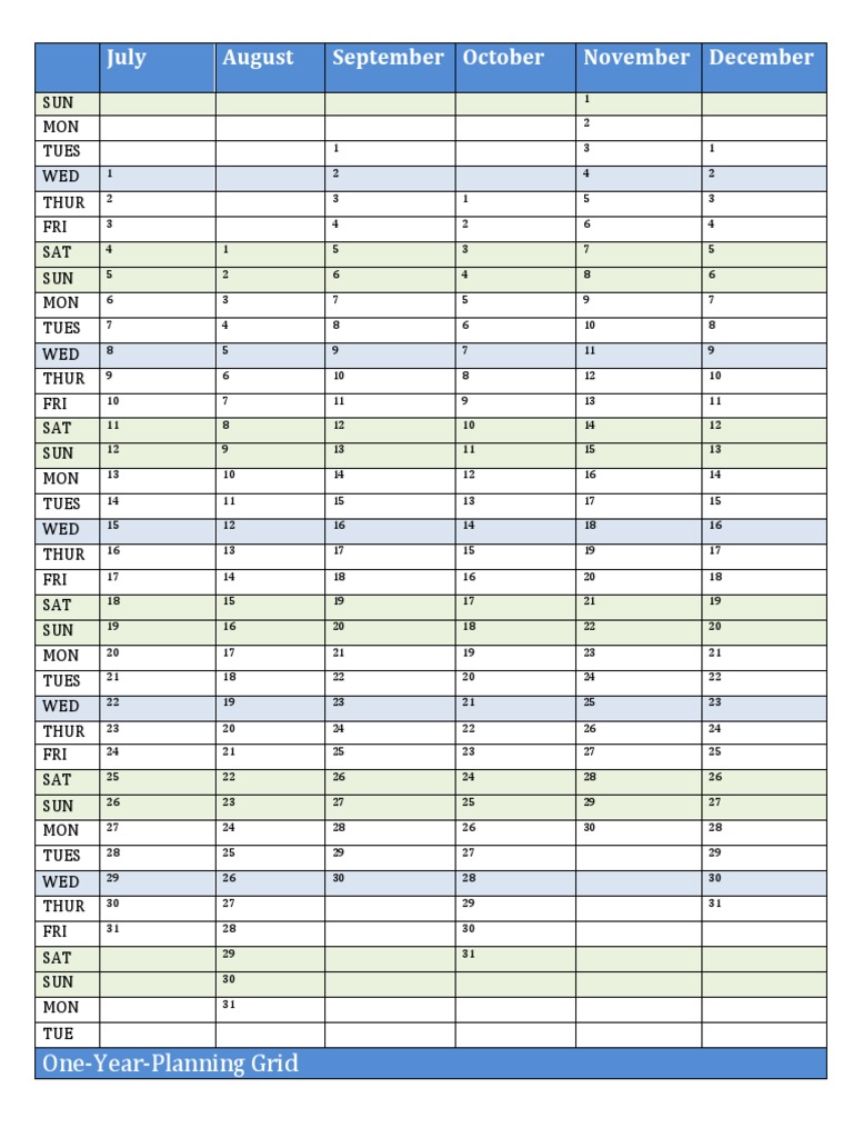 One Year Planning Grid | PDF