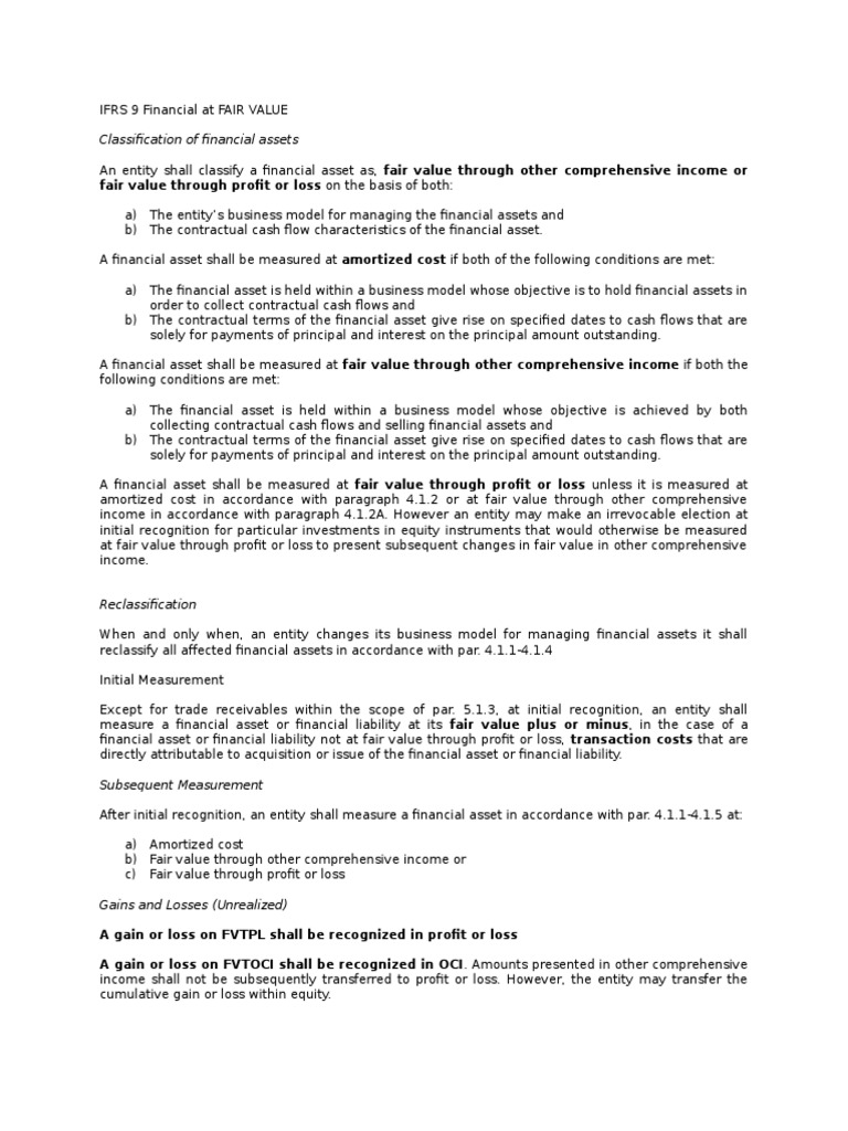 FVTPL vs FVOCI in IFRS 9 Accounting | PDF | Corporations | Business ...