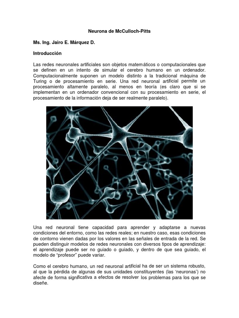 Neurona de McCulloch | PDF | Red neuronal artificial | Neurona