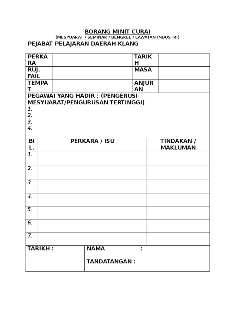 Contoh Minit Curai | PDF