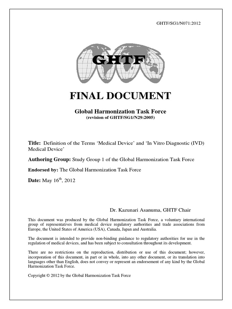 GHTF Sg1 n071 2012 Definition of Terms 120516 | PDF | Medical Device ...