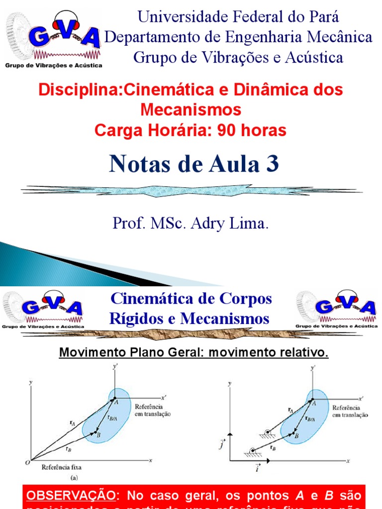 Notas de Aula 3-Cinematica - Mecanismos | PDF | Cinemática | Mecânica ...
