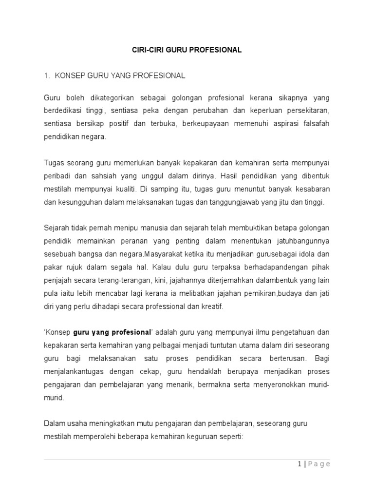 Ciri-Ciri Guru Yang Profesional | PDF | Karier & Perkembangan