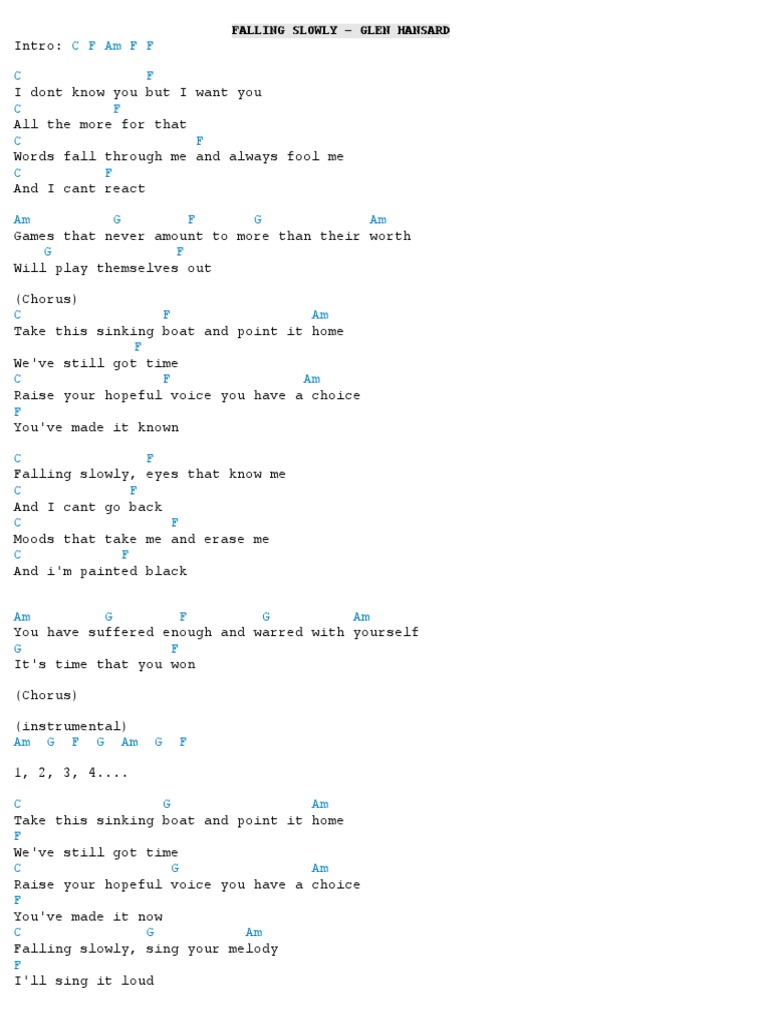 Falling Slowly Glen Hansard Chords | PDF