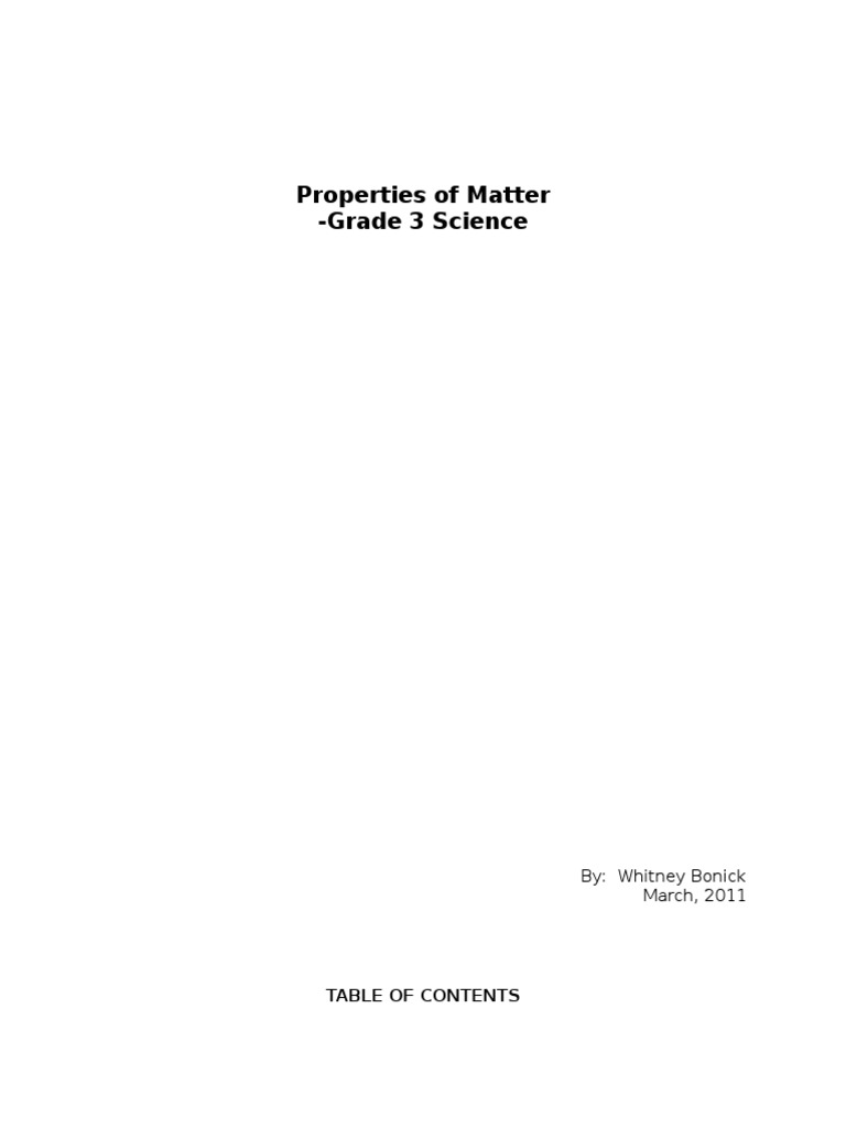 Grade 3 Properties of Matter Unit (Old Curric.) | PDF | Melting Point ...