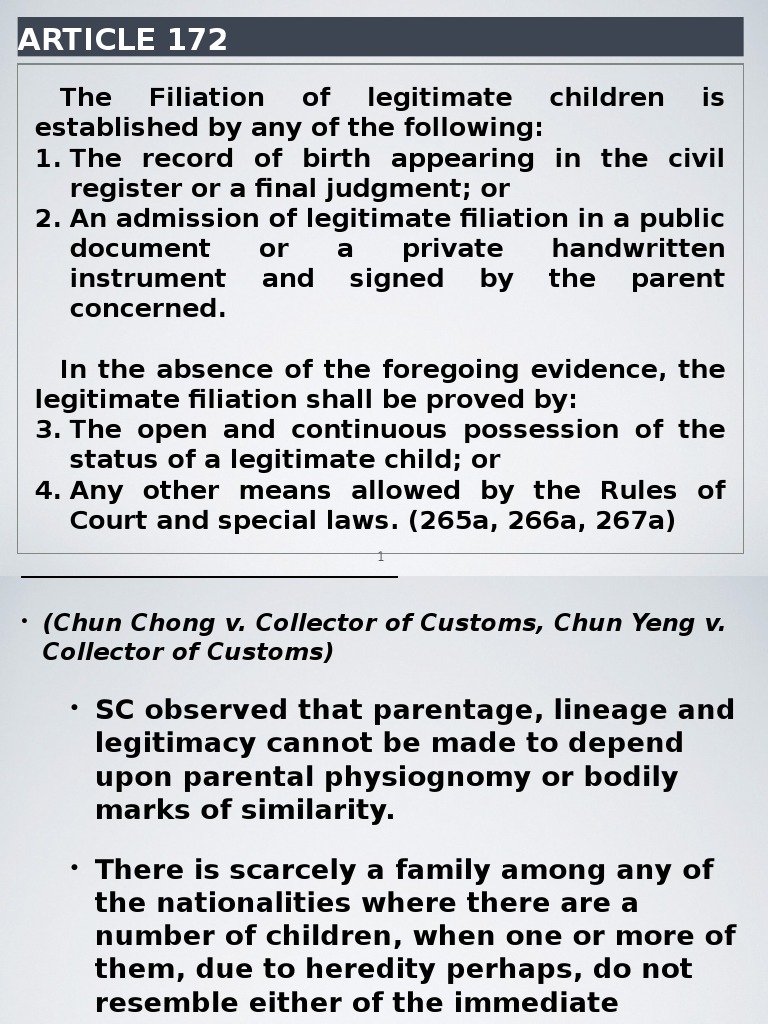 Establishing Legitimate Filiation Evidence | PDF | Legitimacy (Family ...